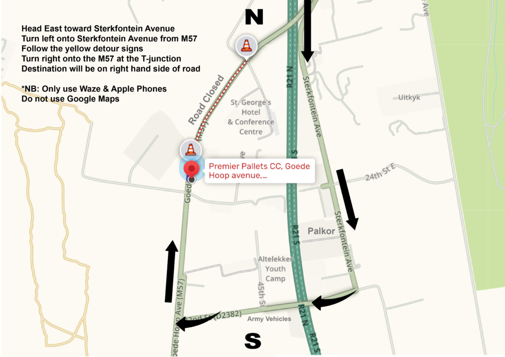 Detour Map and Directions to the Warehouse - Premier Pallets